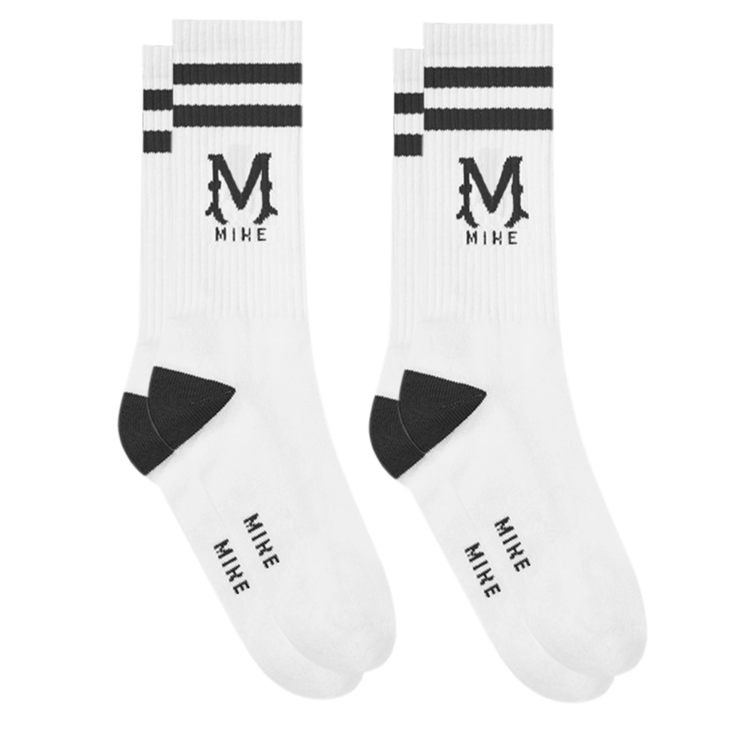 White Monogram Socks (2-Pack) - Mike Department