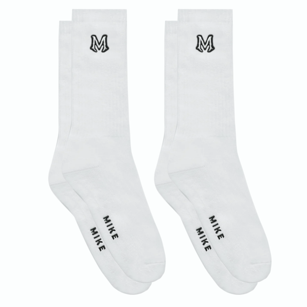 White Embroidered Socks (2-Pack) - Mike Department White Embroidered Socks (2-Pack) - Mike Department