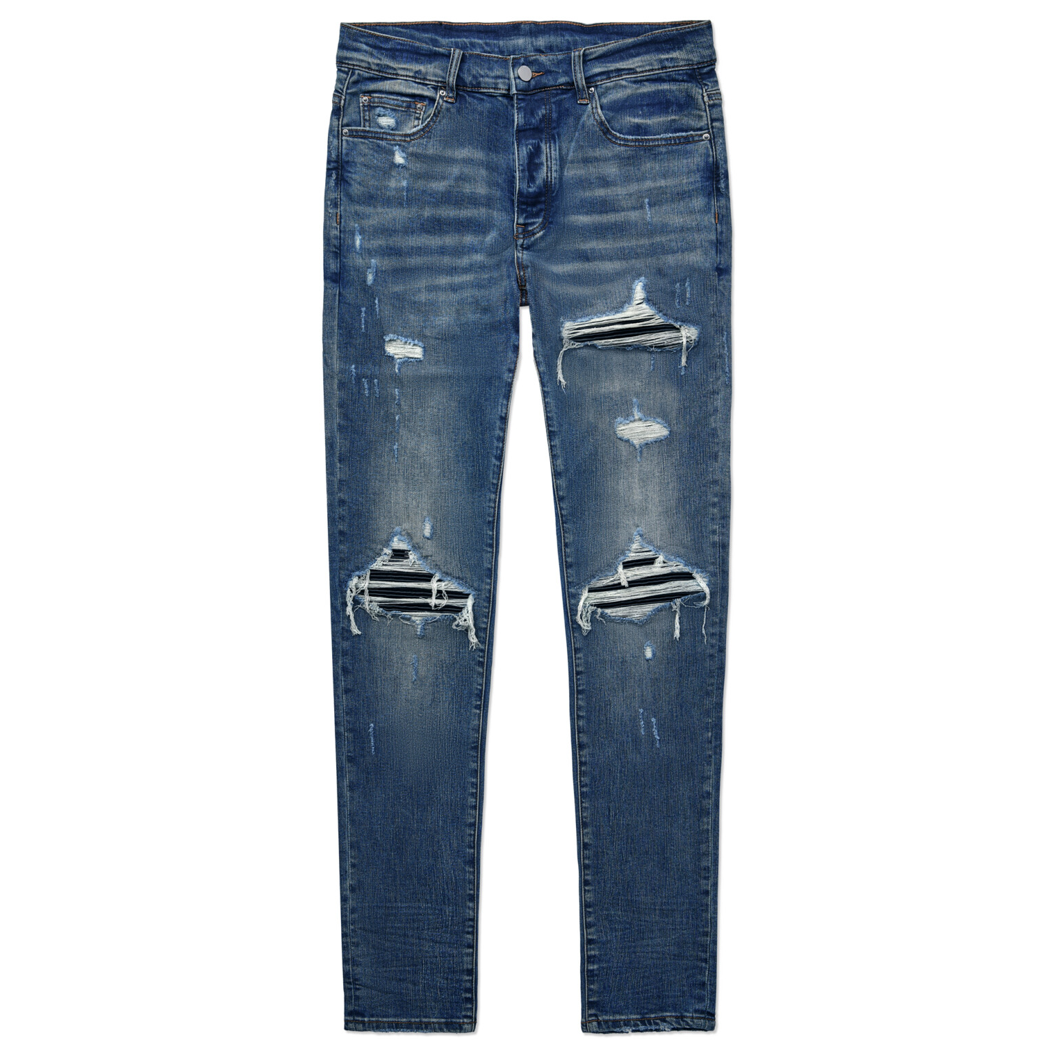 Deep Classic Indigo Leather Jeans - Mike Department
