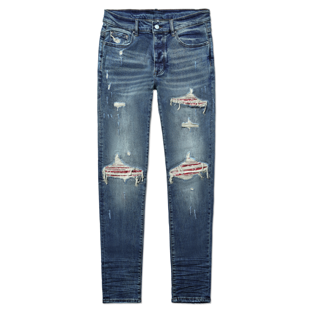 Deep Classic Indigo Red Bandana Jeans - Mike Department