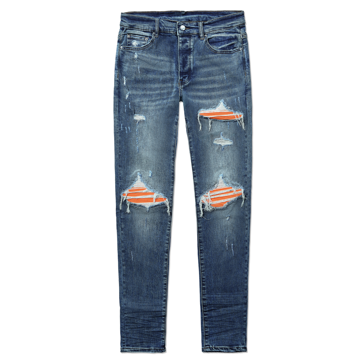 Deep Classic Indigo Orange Suede Jeans - Mike Department