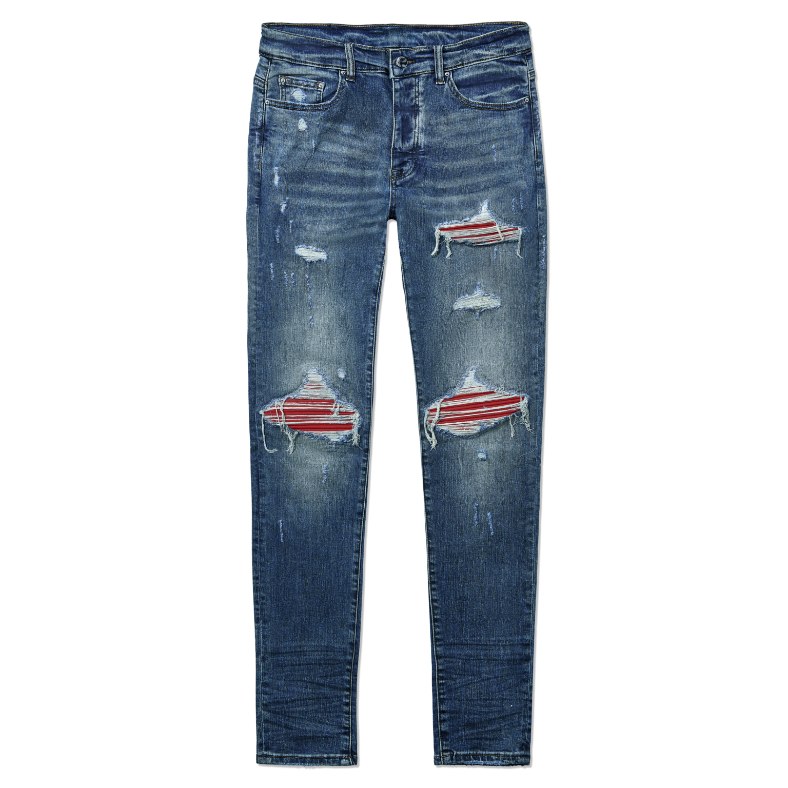 Deep Classic Indigo Red Suede Jeans - Mike Department