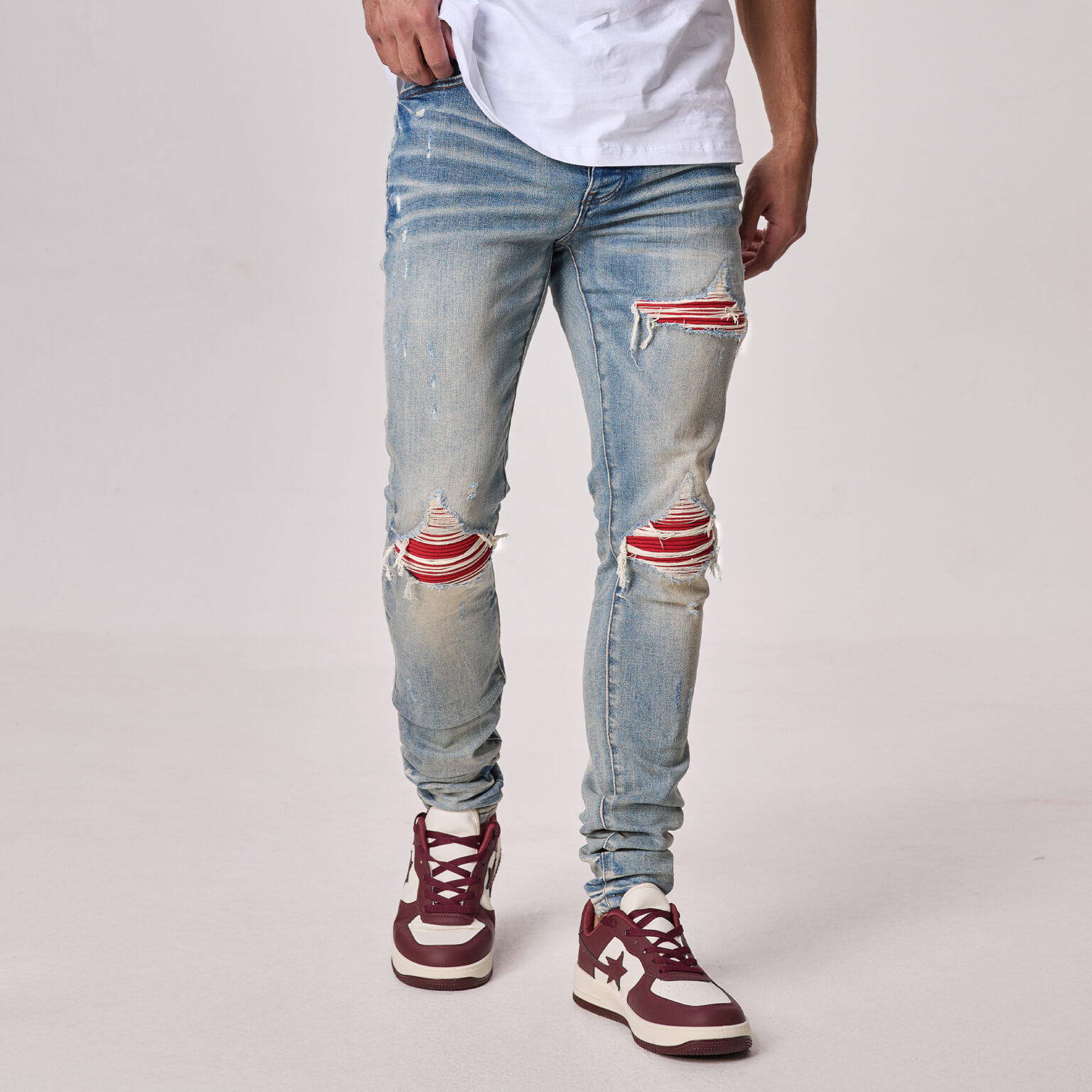 Clay Indigo Red Suede Jeans - Mike Department