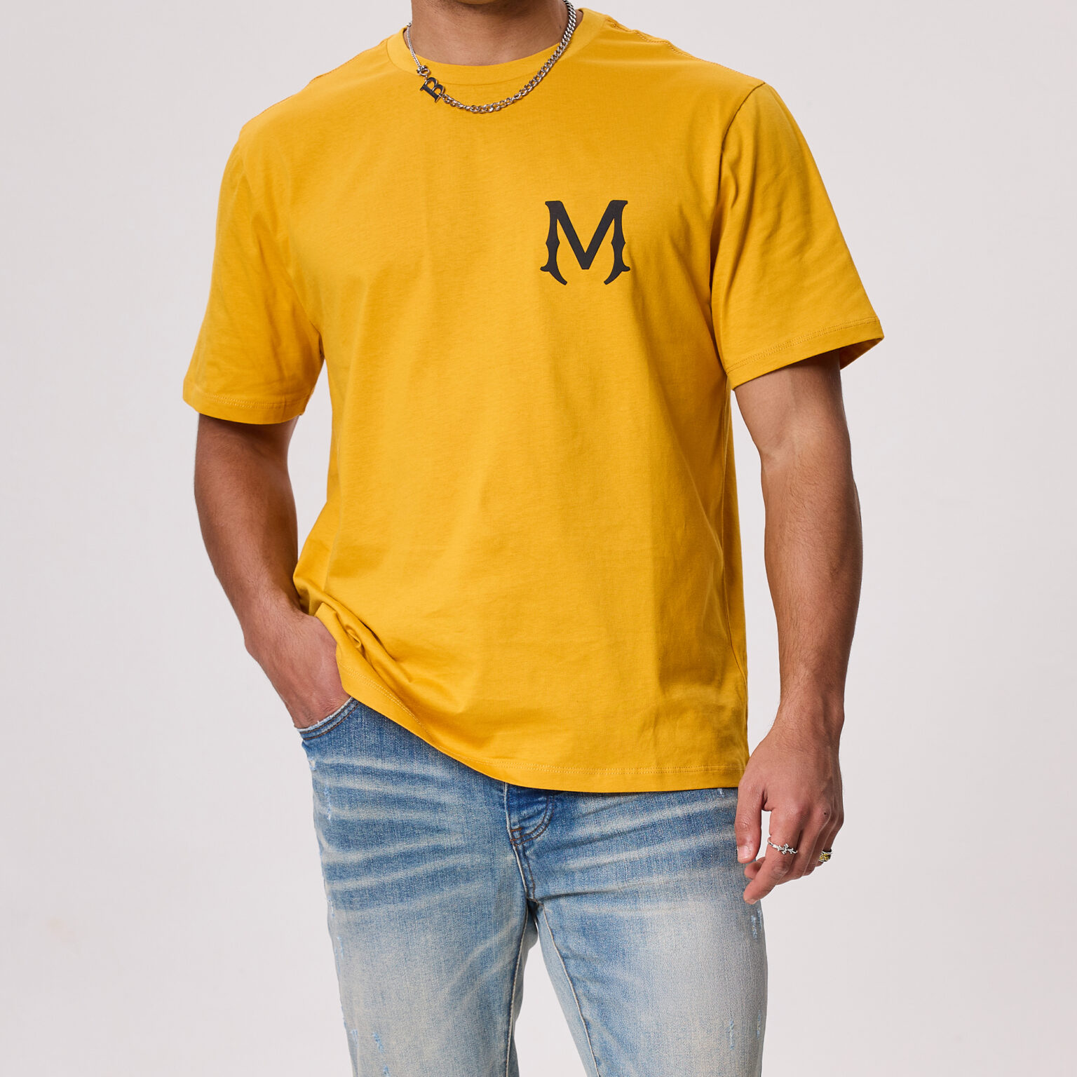 Yellow Monogram Logo Tee - Mike Department